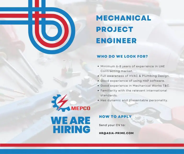 Mechanical Project Engineer Dubai UAE | Gulf Career Hunt