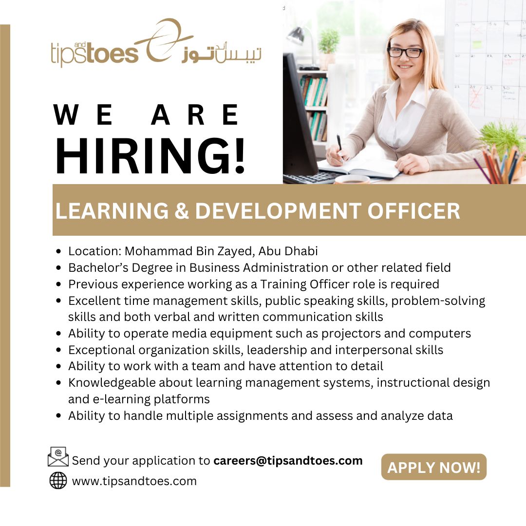 Learning & Development Officer Abu Dhabi UAE | Gulf Career Hunt