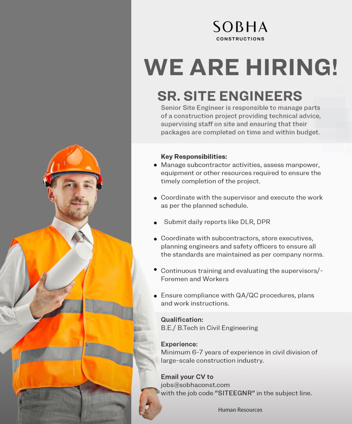 Senior Site Engineer Dubai UAE | Gulf Career Hunt