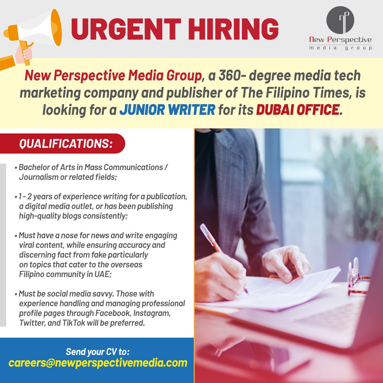 Junior Writing Dubai UAE | Gulf Career Hunt