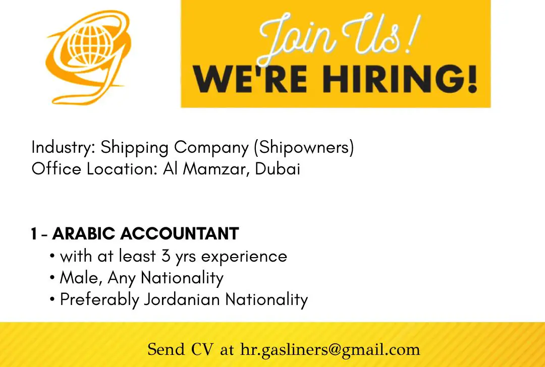 Arabic Accountant Dubai UAE | Gulf Career Hunt