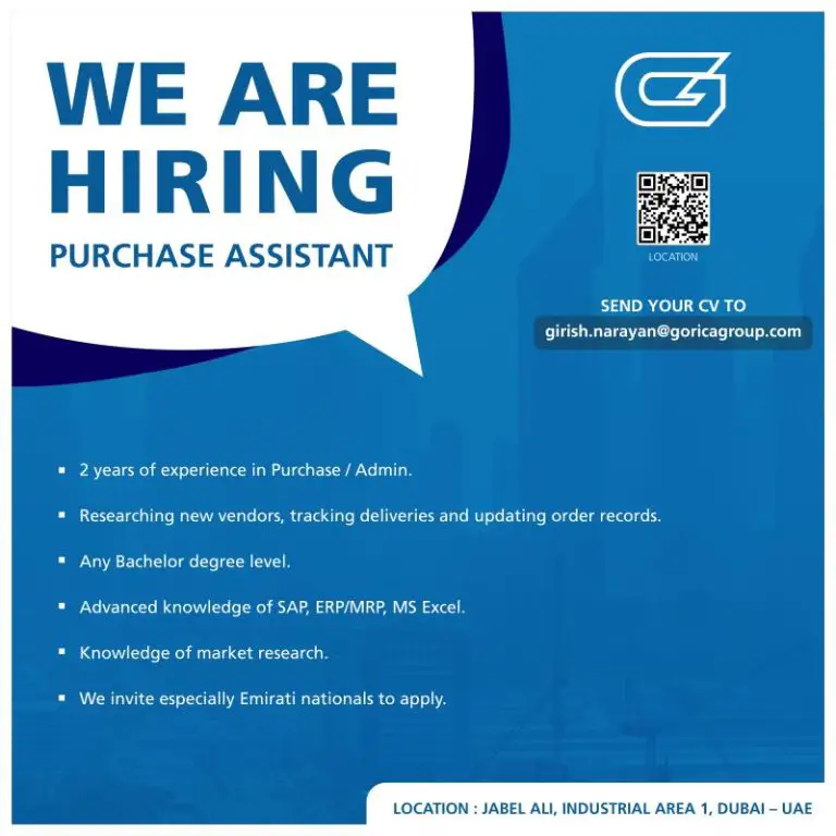 Purchase Assistant Vacancy Dubai UAE | Gulf Career Hunt