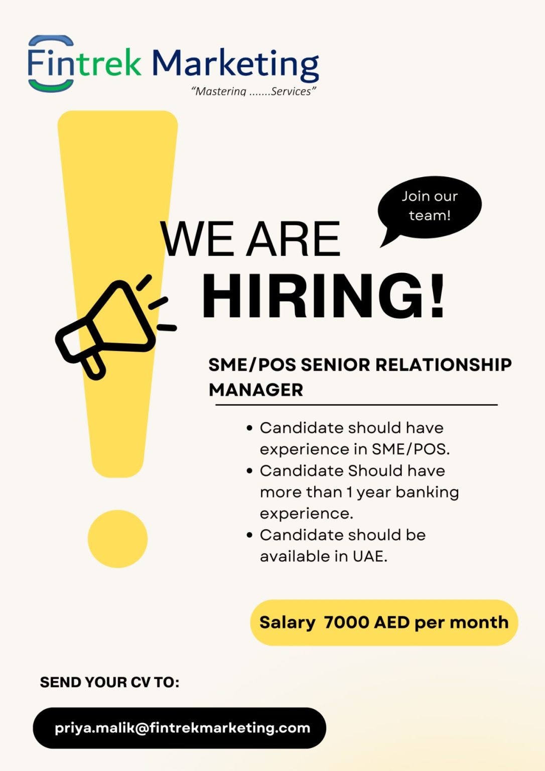 SME/POS Senior Relationship Officer Dubai UAE | Gulf Career Hunt