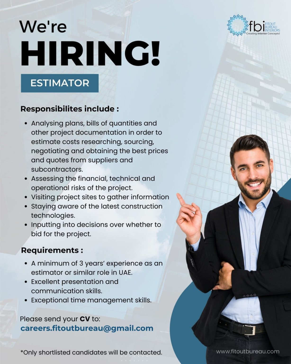 Estimator Dubai UAE | Gulf Career Hunt