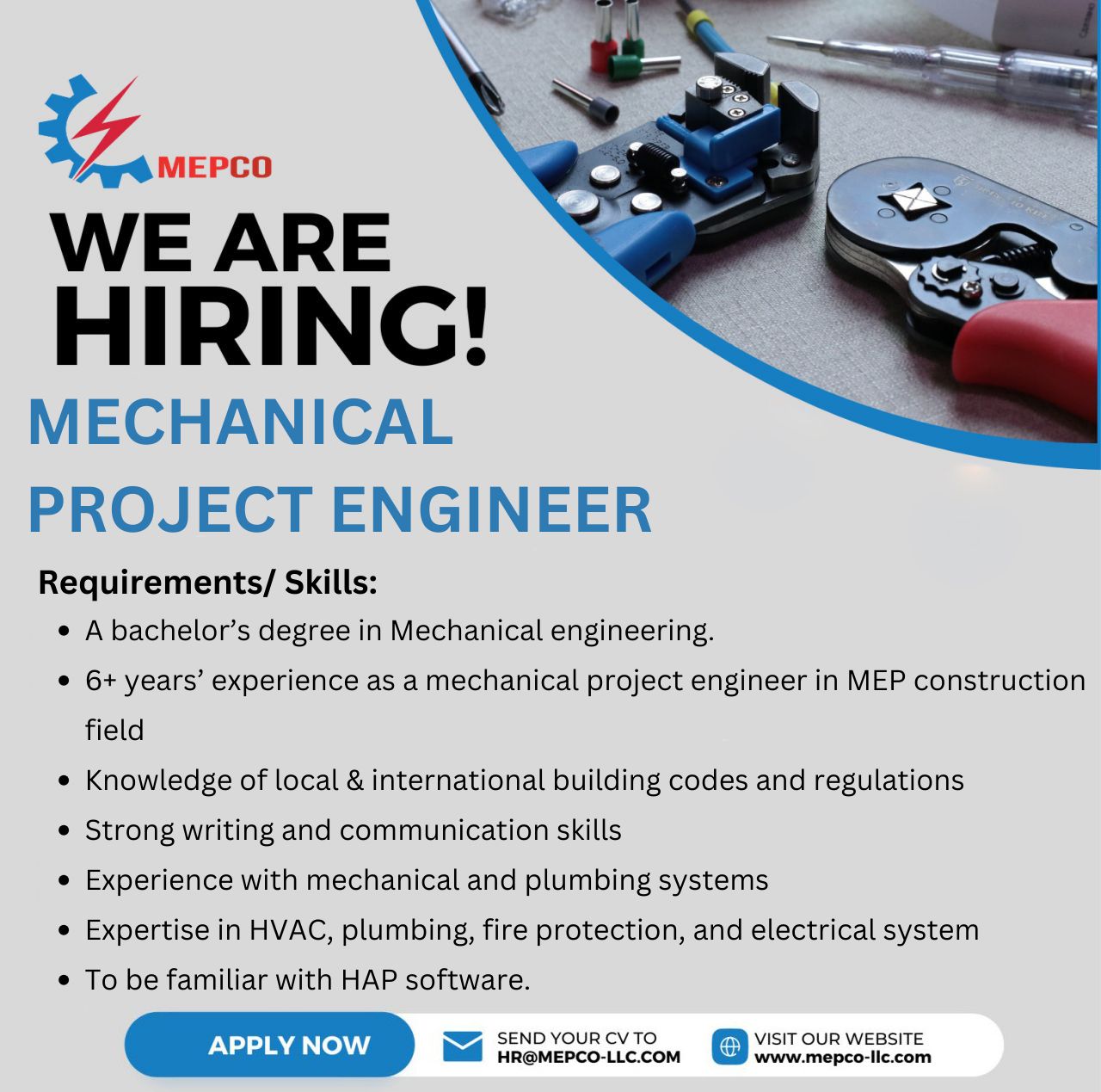Mechanical Project Engineer Dubai UAE | Gulf Career Hunt
