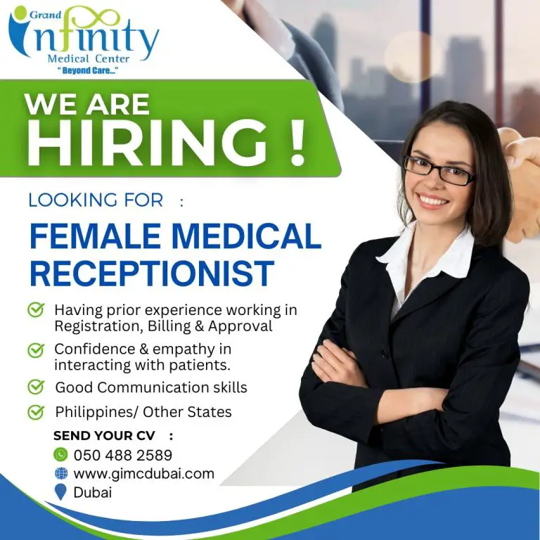 Medical Receptionist Dubai UAE | Gulf Career Hunt