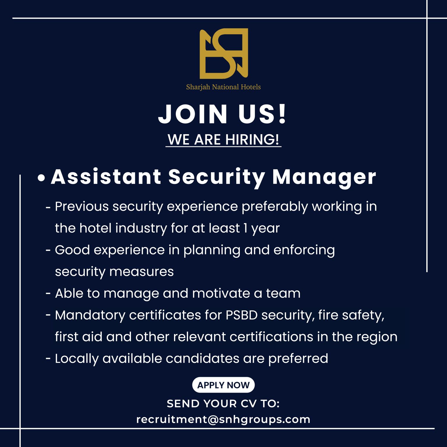 Assistant Security Manager Dubai UAE - Gulf Career Hunt