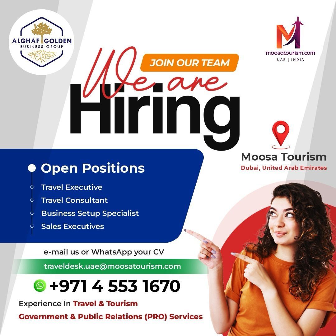 [Hiring] Travel and Tourism job 4x Dubai UAE - Gulf Career Hunt